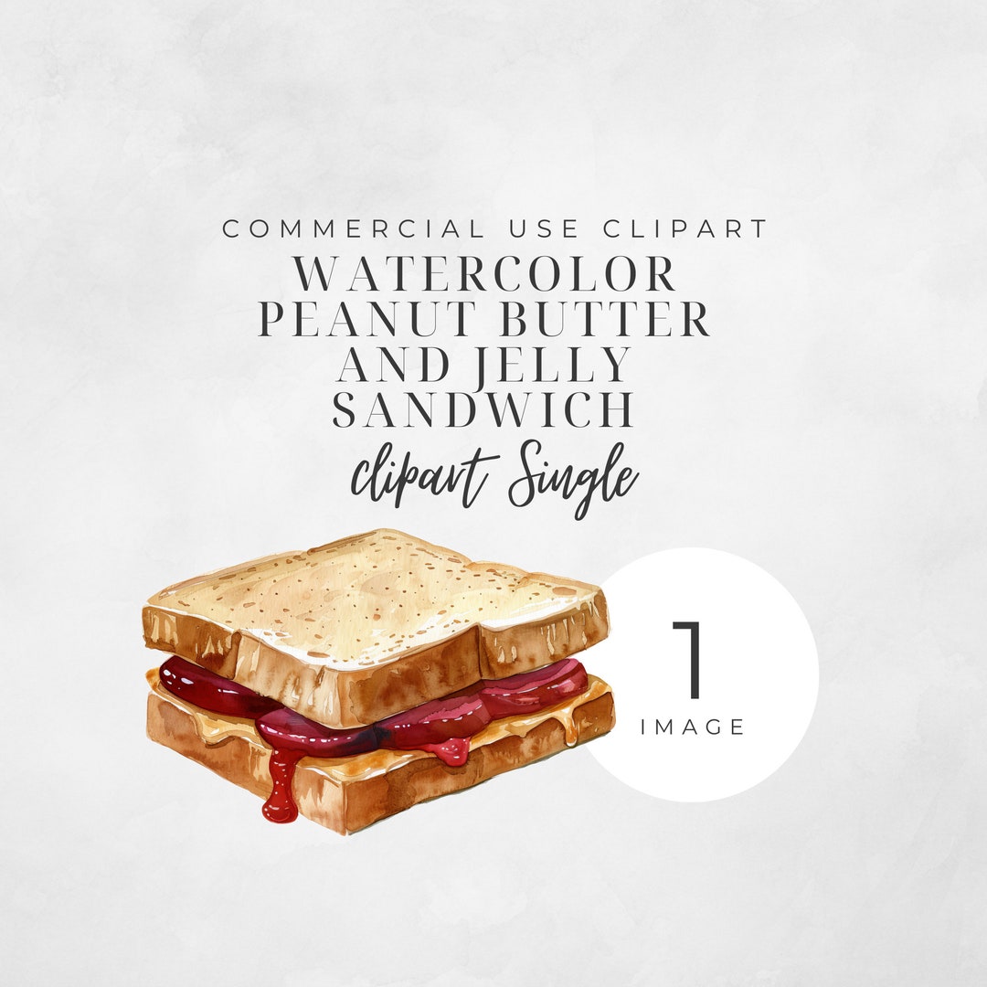 Watercolor Peanut Butter and Jelly Sandwich Clipart | Single Image (PNG ...