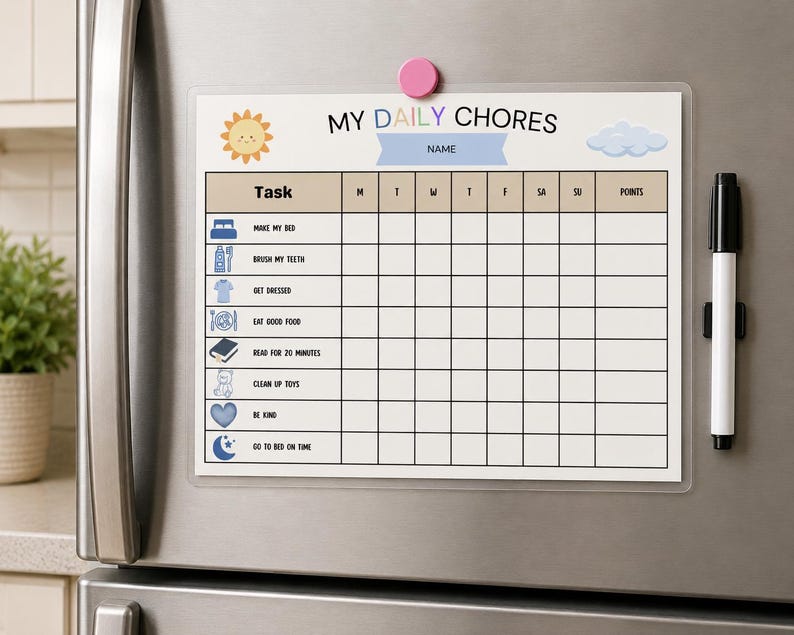 Editable Kids Chore Chart | Daily Weekly Routine Template (digital ...