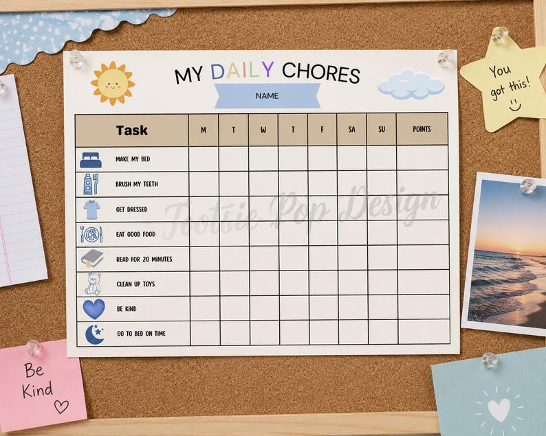 Editable Kids Chore Chart | Daily Weekly Routine Template (digital ...