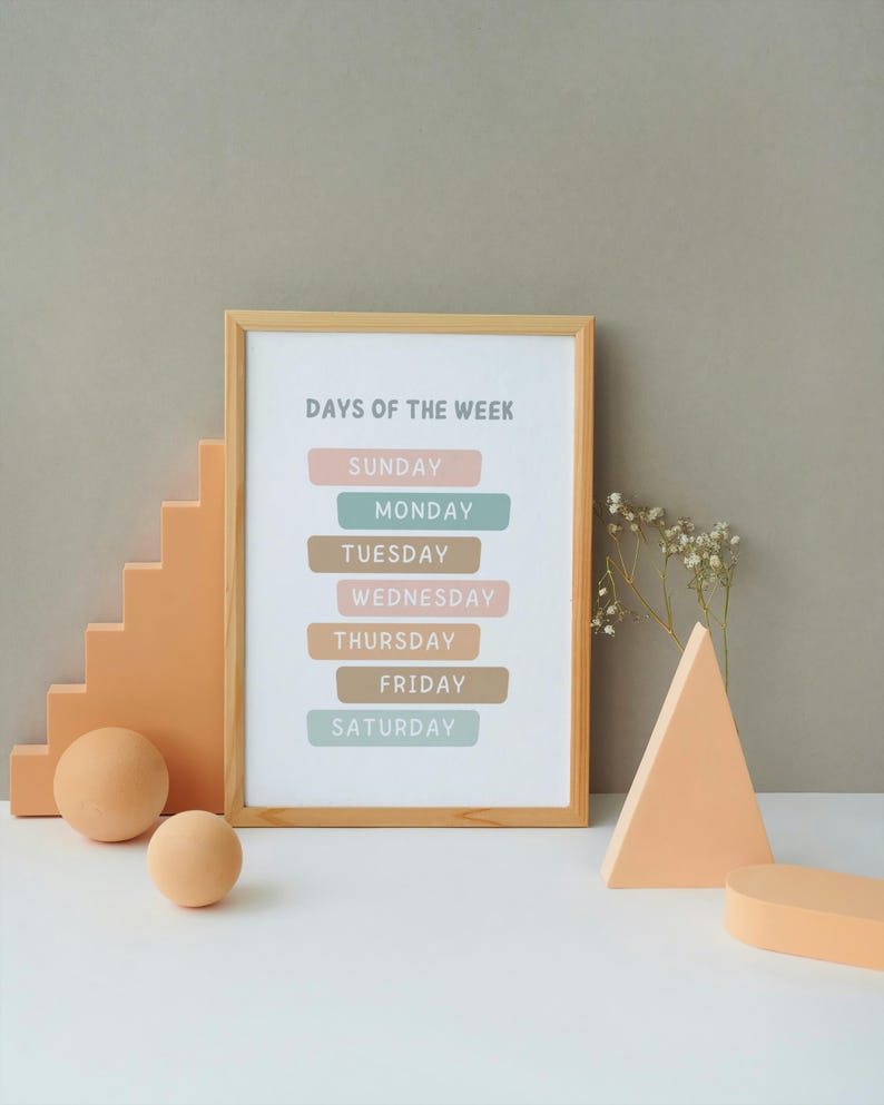 Days of the Week Poster, Days Chart, Montessori Homeschool Prints ...