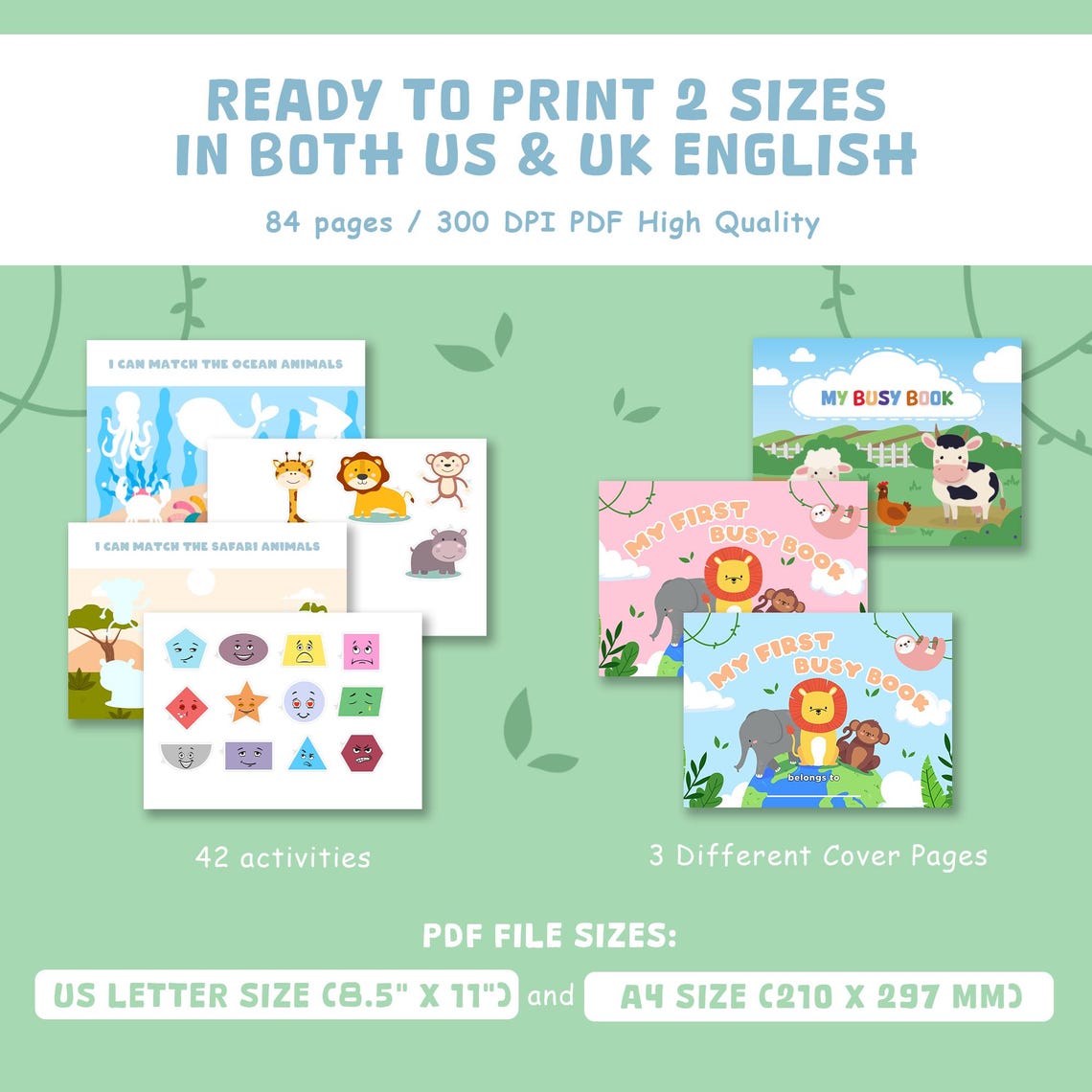 PORTUGUESE Busy Book Printable Toddler Learning Binder Preschool ...