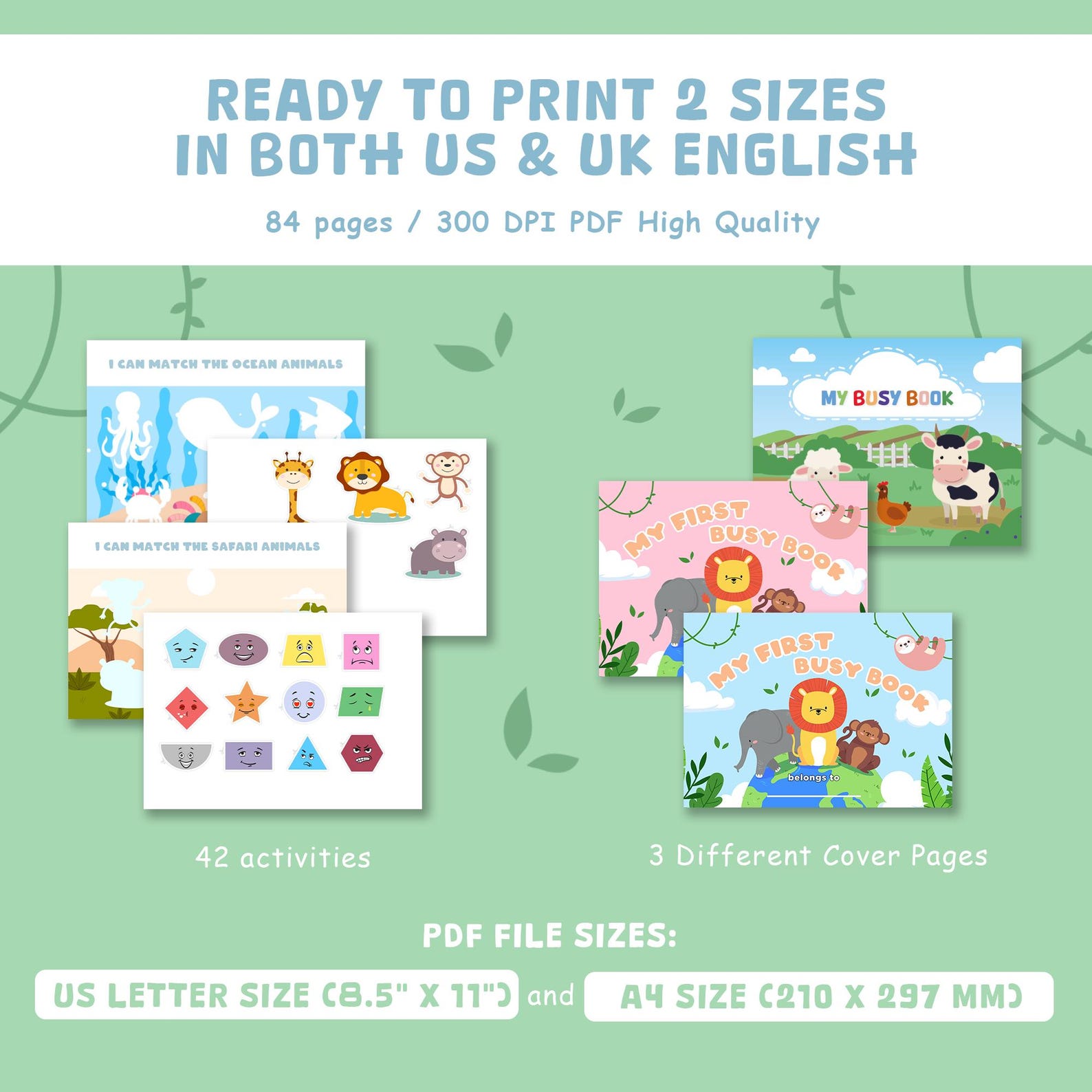 PORTUGUESE Busy Book Printable Toddler Learning Binder Preschool ...