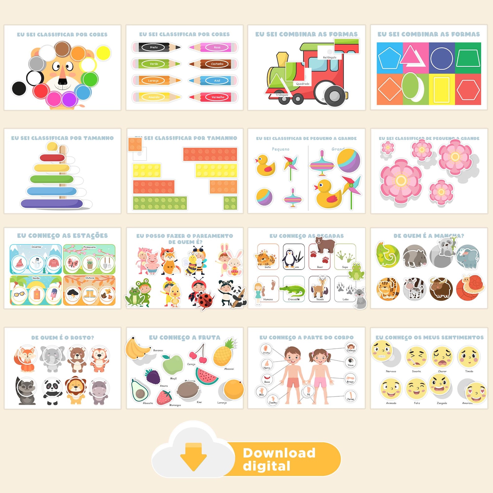 PORTUGUESE Busy Book Printable Toddler Learning Binder Preschool ...