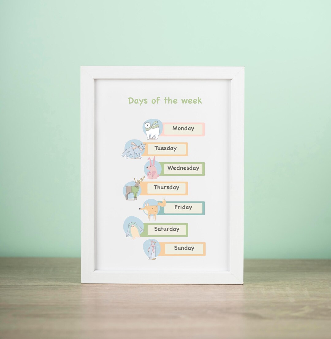Days of the Week Poster, Days Chart, Montessori Homeschool Prints ...