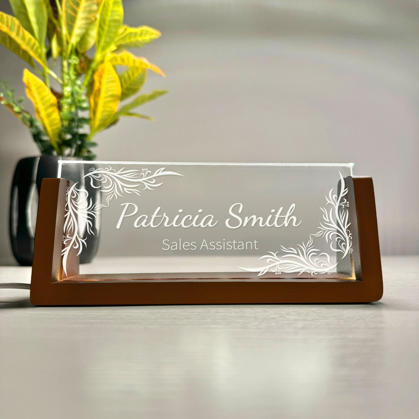 Personalized Name Acrylic LED Lamp, Original Gift for Coworker, Desk ...