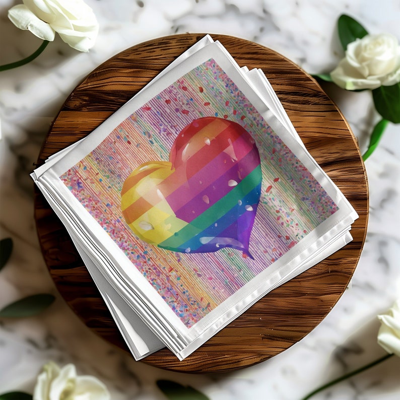 Rainbow Heart Confetti Beverage Napkins, Pride Party Supplies, Colorful ...