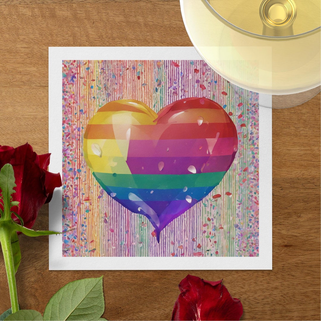 Rainbow Heart Confetti Beverage Napkins, Pride Party Supplies, Colorful ...