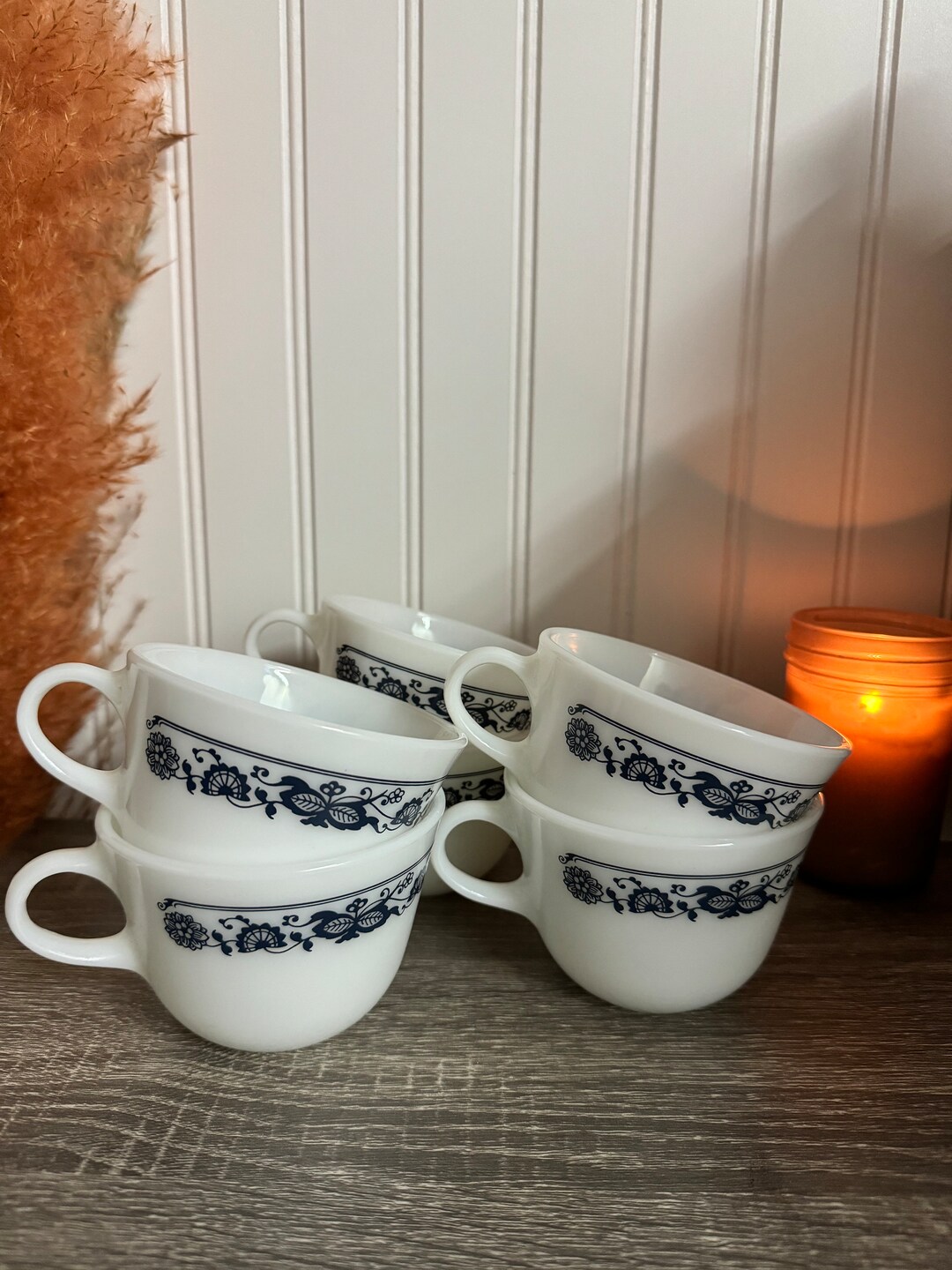 Vintage Pyrex Old Town Blue Pattern Cups - Etsy
