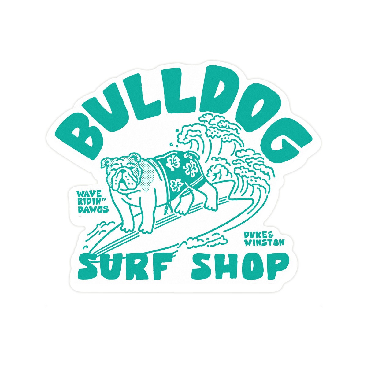 Bulldog Surf Shop Sticker - Etsy