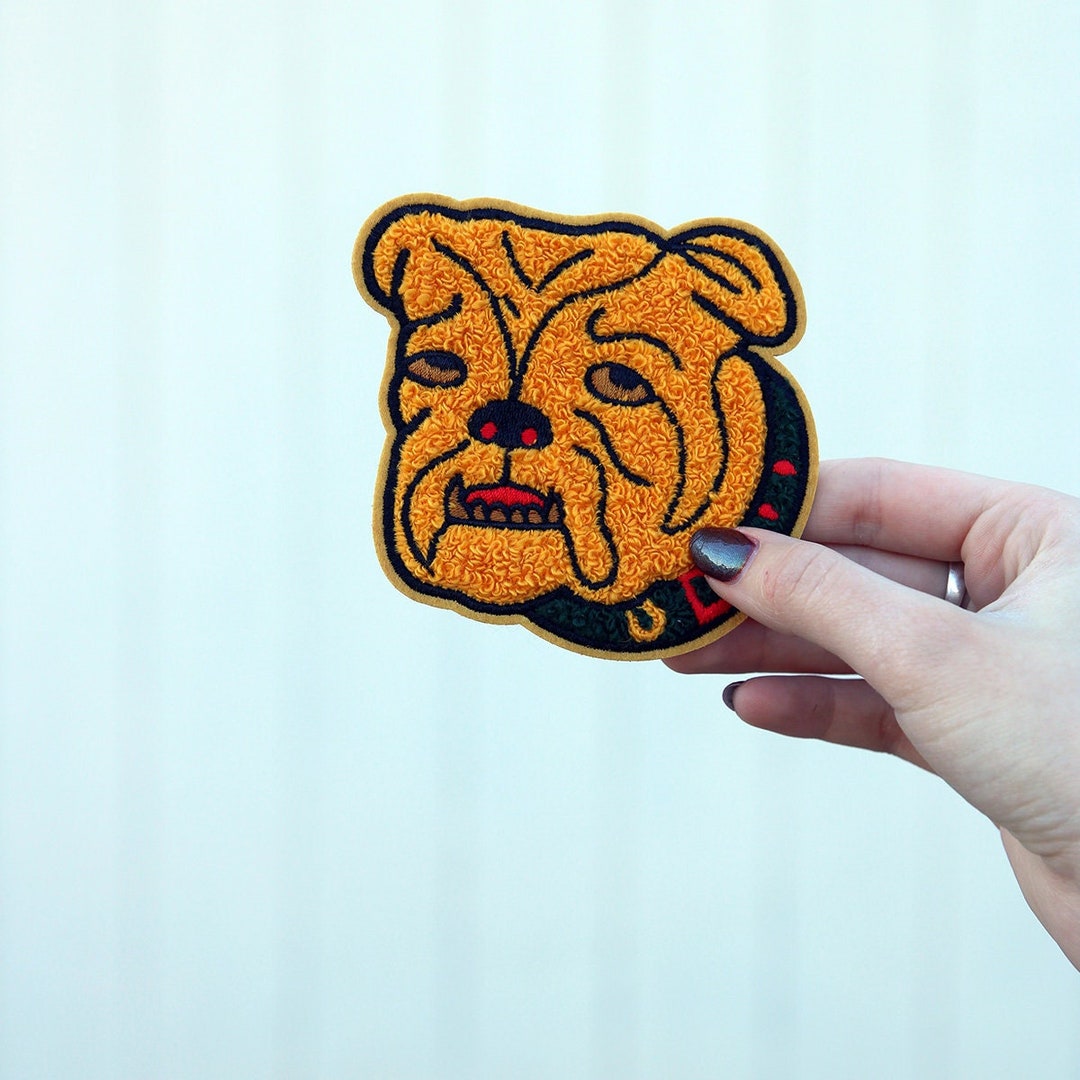 Vintage Style Bulldog Patch mustard & Green - Etsy