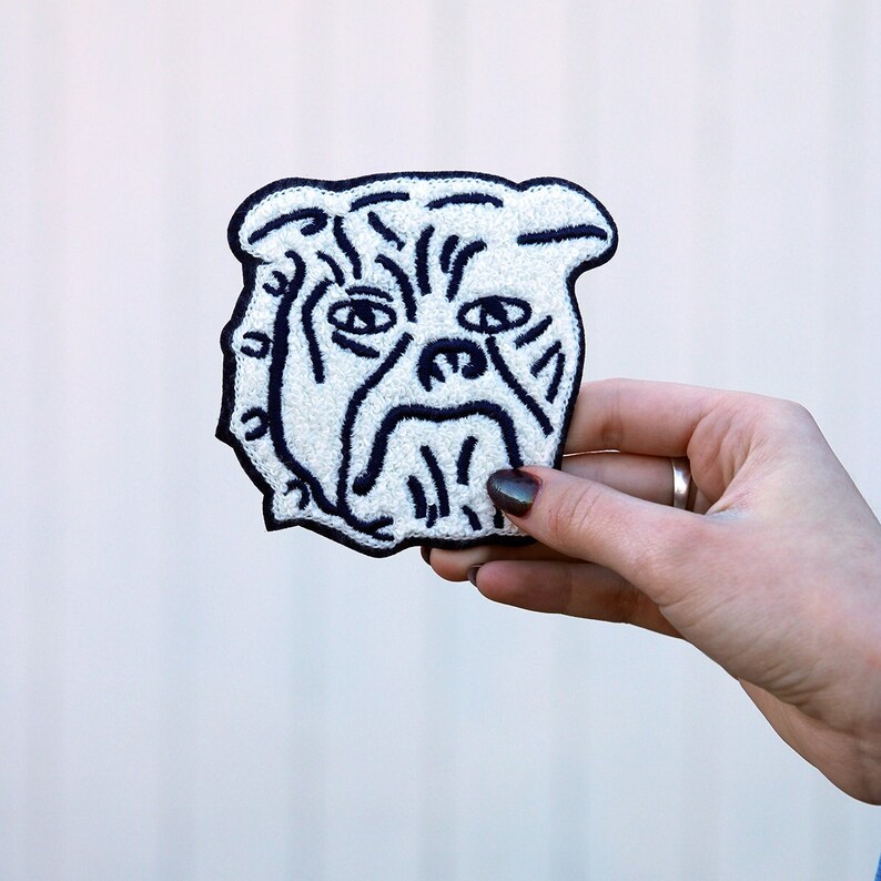 Vintage Style Bulldog Patch cream & Navy - Etsy