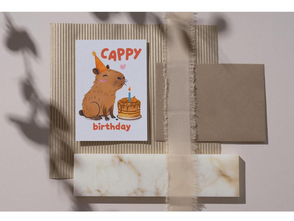 Cappy Birthday Digital Card | Cute Capybara Printable Birthday Card ...