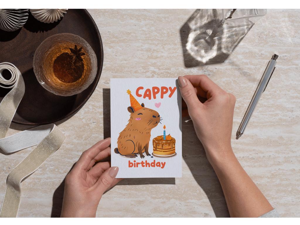 Cappy Birthday Digital Card | Cute Capybara Printable Birthday Card ...