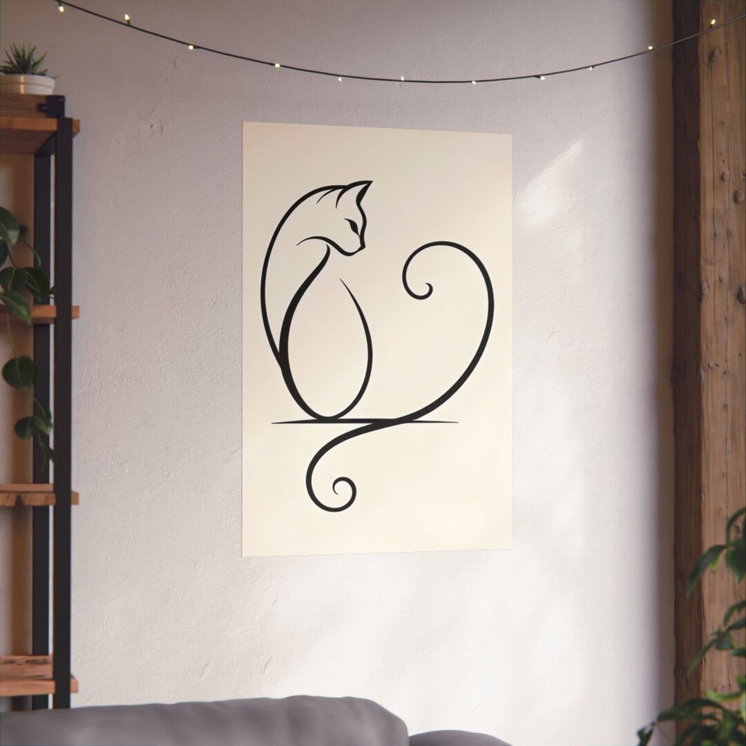 Minimalist Cat Line Art - Digital Download (JPEG, SVG, PNG) - High ...