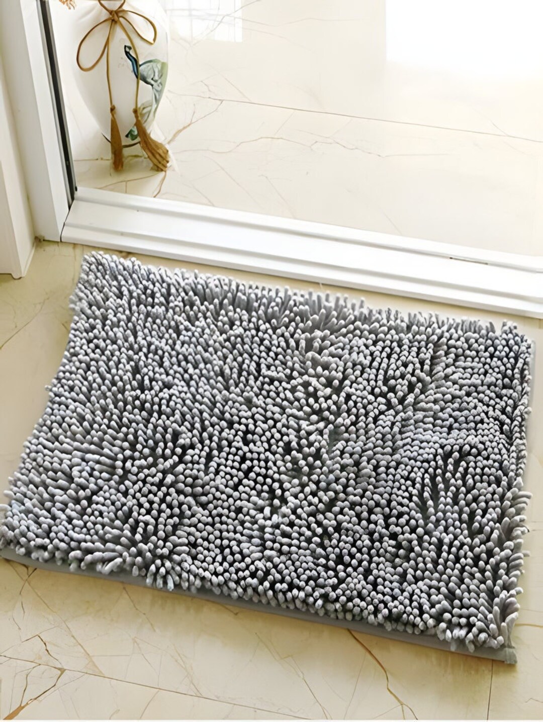 Gray Bathroom Front Mat / Water Absorbent Mat / Bathroom Anti-slip ...