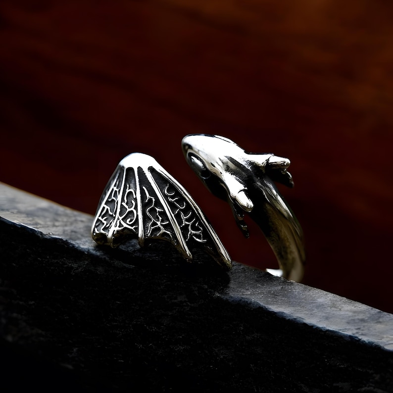 Stainless Steel Dragon Ring: Gothic Fantasy Jewelry - Etsy