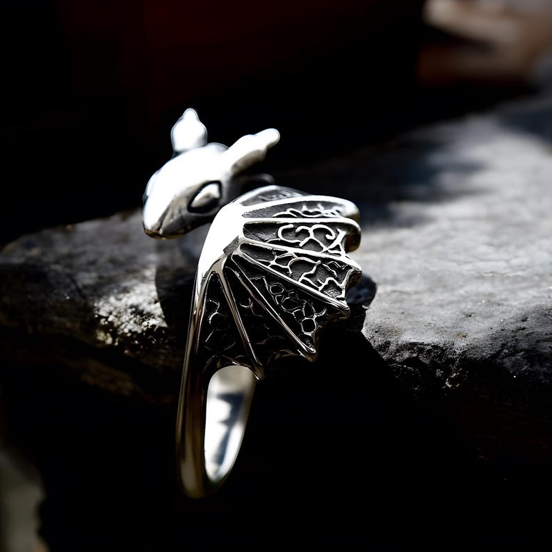 Stainless Steel Dragon Ring: Gothic Fantasy Jewelry - Etsy