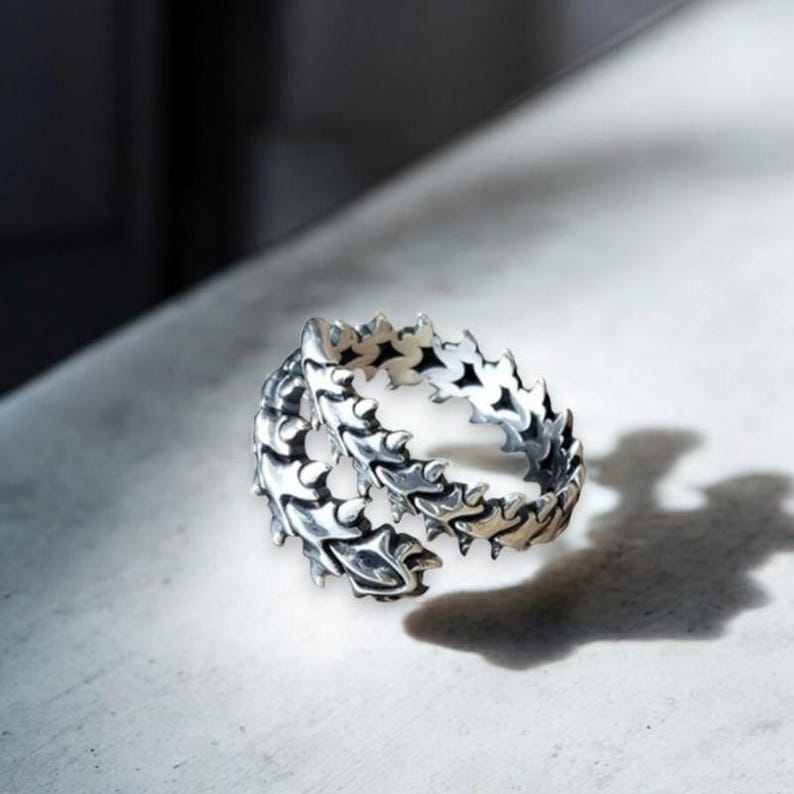 Gothic Skeletal Spine Ring, Stainless Steel Goth Handmade Jewelry ...