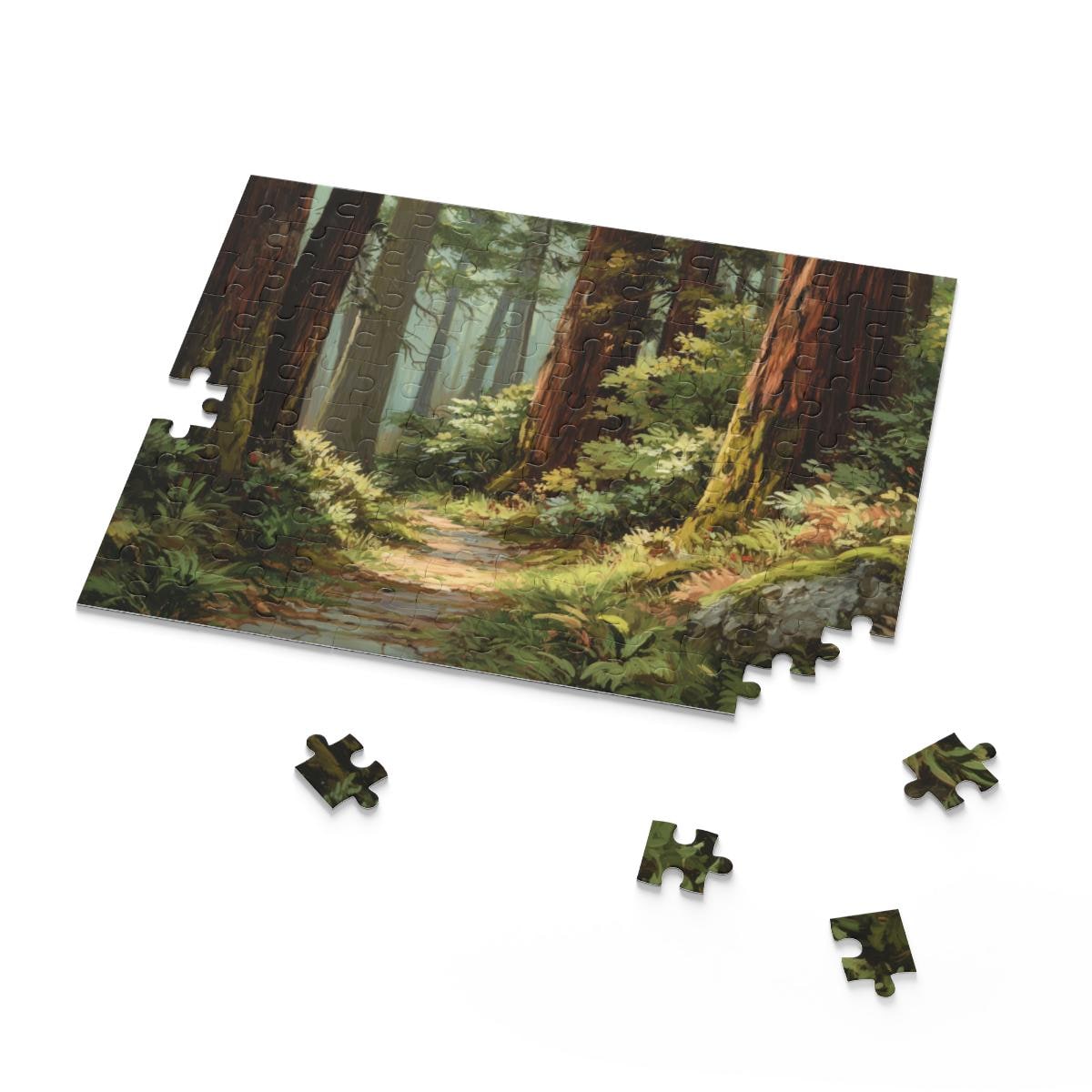 Redwood Forest Path Puzzle • Woodland Nature Jigsaw • Scenic Forest ...