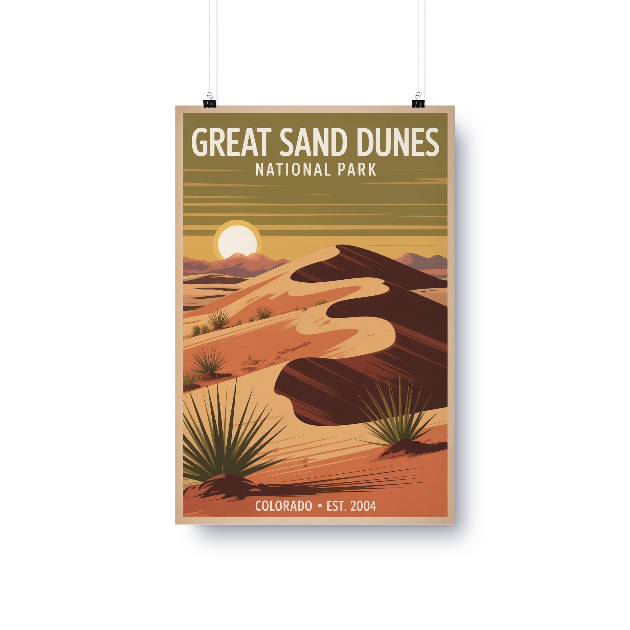 Sand Dunes National Park Poster, Retro Travel Art - Etsy