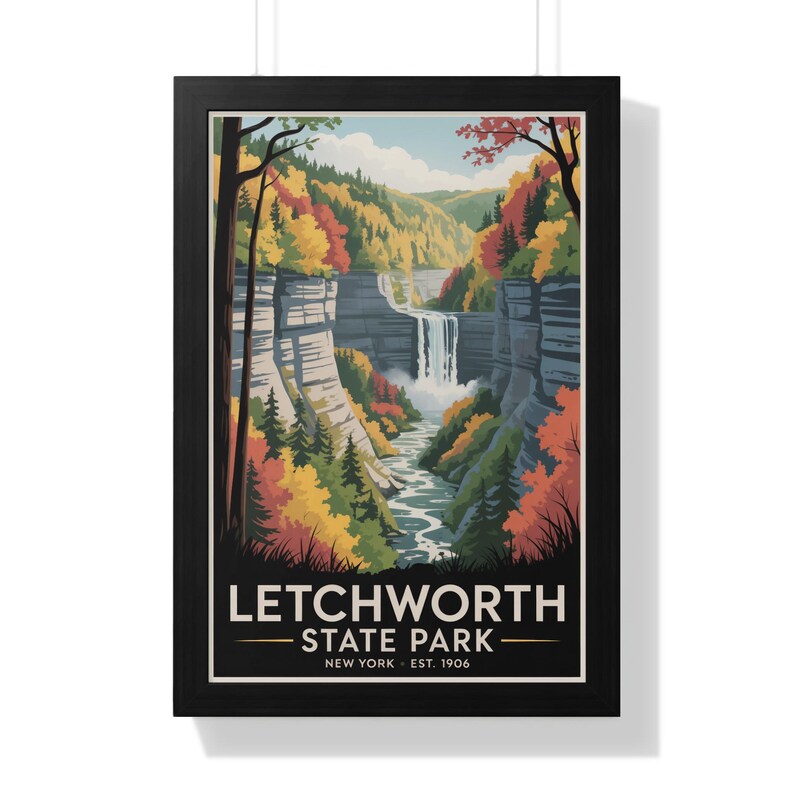 Letchworth State Park Poster, Vintage Travel Art, Waterfall Print - Etsy