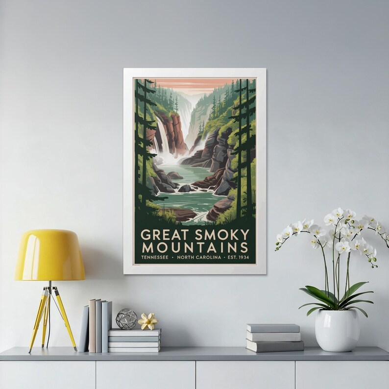 Smoky Mountains National Park Poster, Vintage Travel Print - Etsy UK