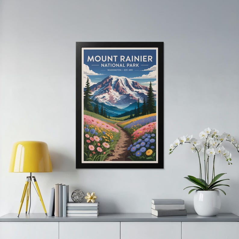 Mount Rainier National Park Poster: Vintage Travel Art Print - Etsy