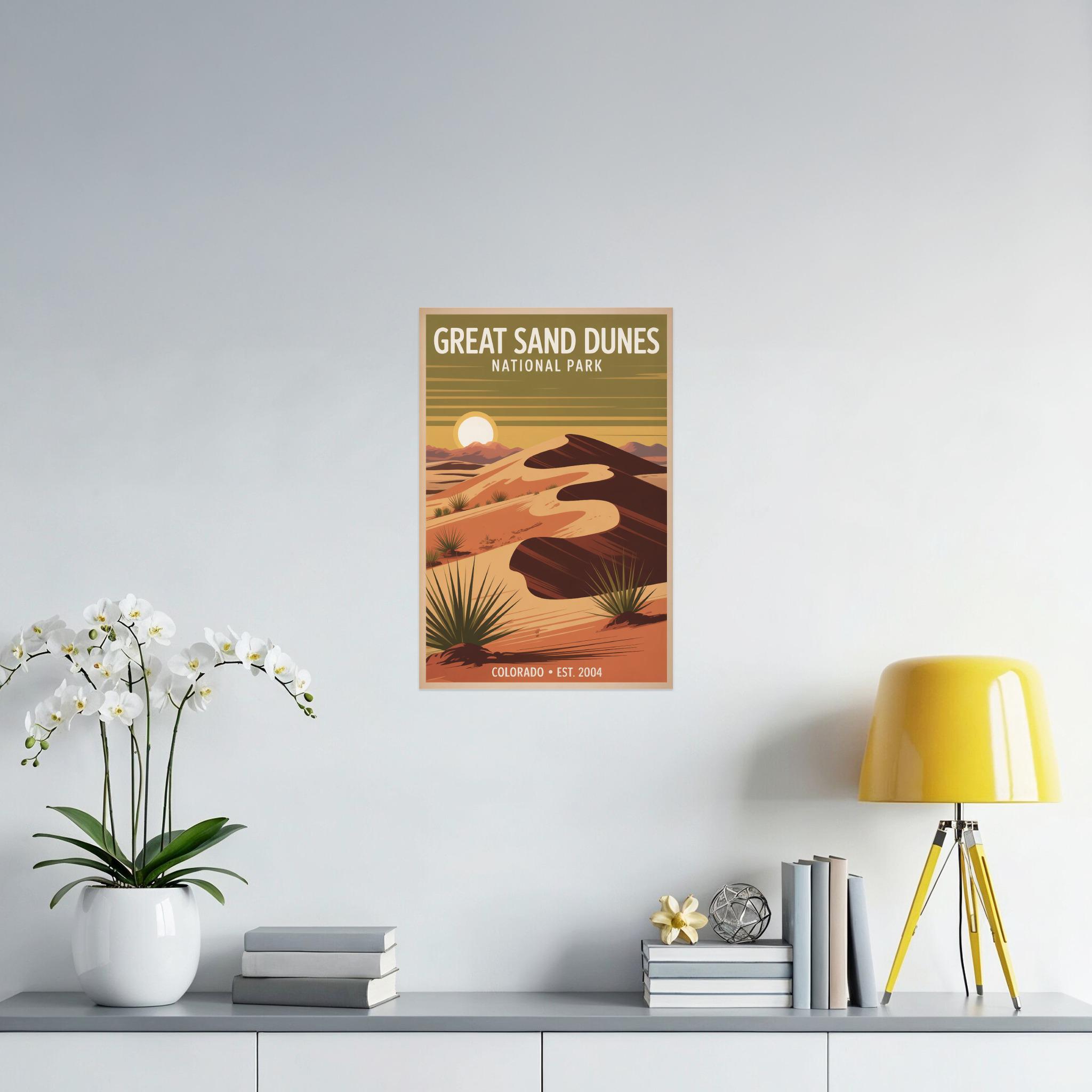 Sand Dunes National Park Poster, Retro Travel Art - Etsy
