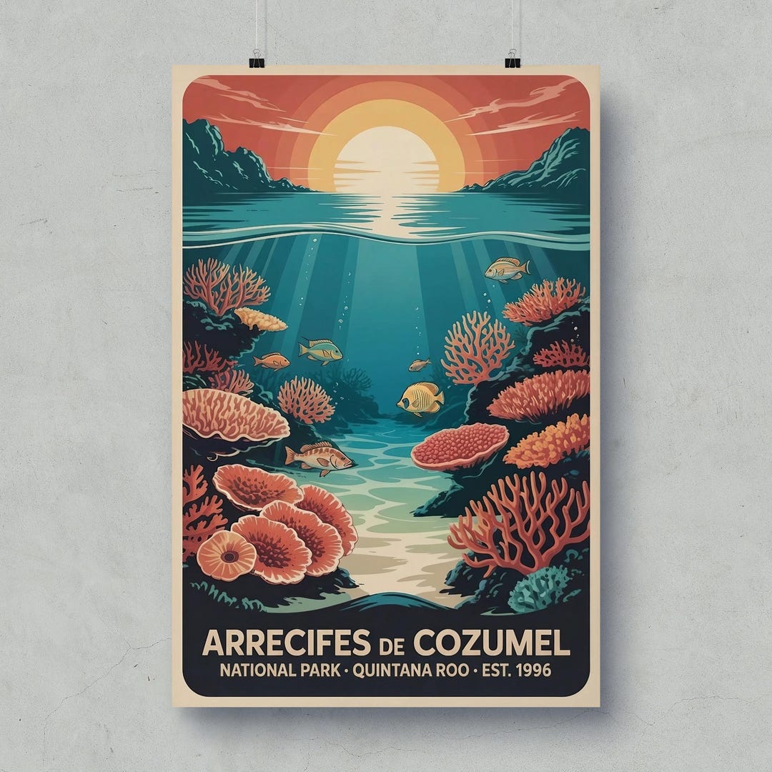 Cozumel Reefs Poster, Mexico National Park, Underwater Art - Etsy