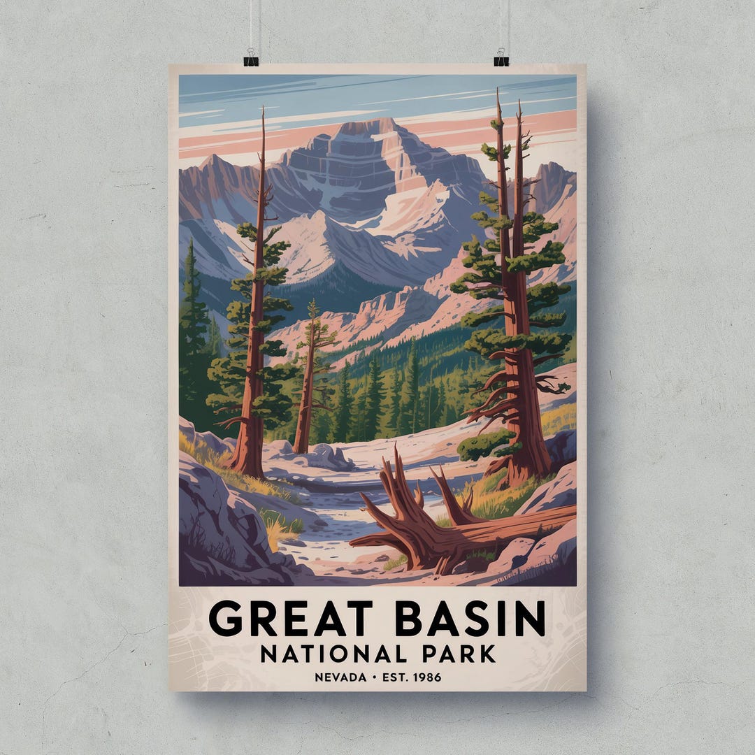 Basin National Park Poster, Vintage Mountain Art Print - Etsy
