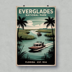 Everglades National Park Poster: Retro Florida Travel Art, Vintage ...