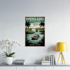Everglades National Park Poster: Retro Florida Travel Art, Vintage ...