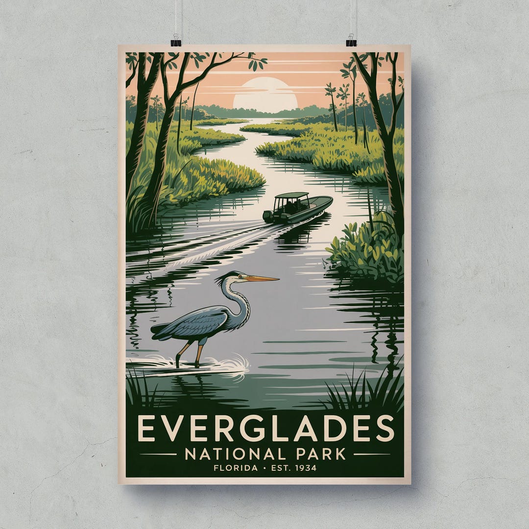 Everglades National Park Poster, Vintage Florida Art Print, Nature ...
