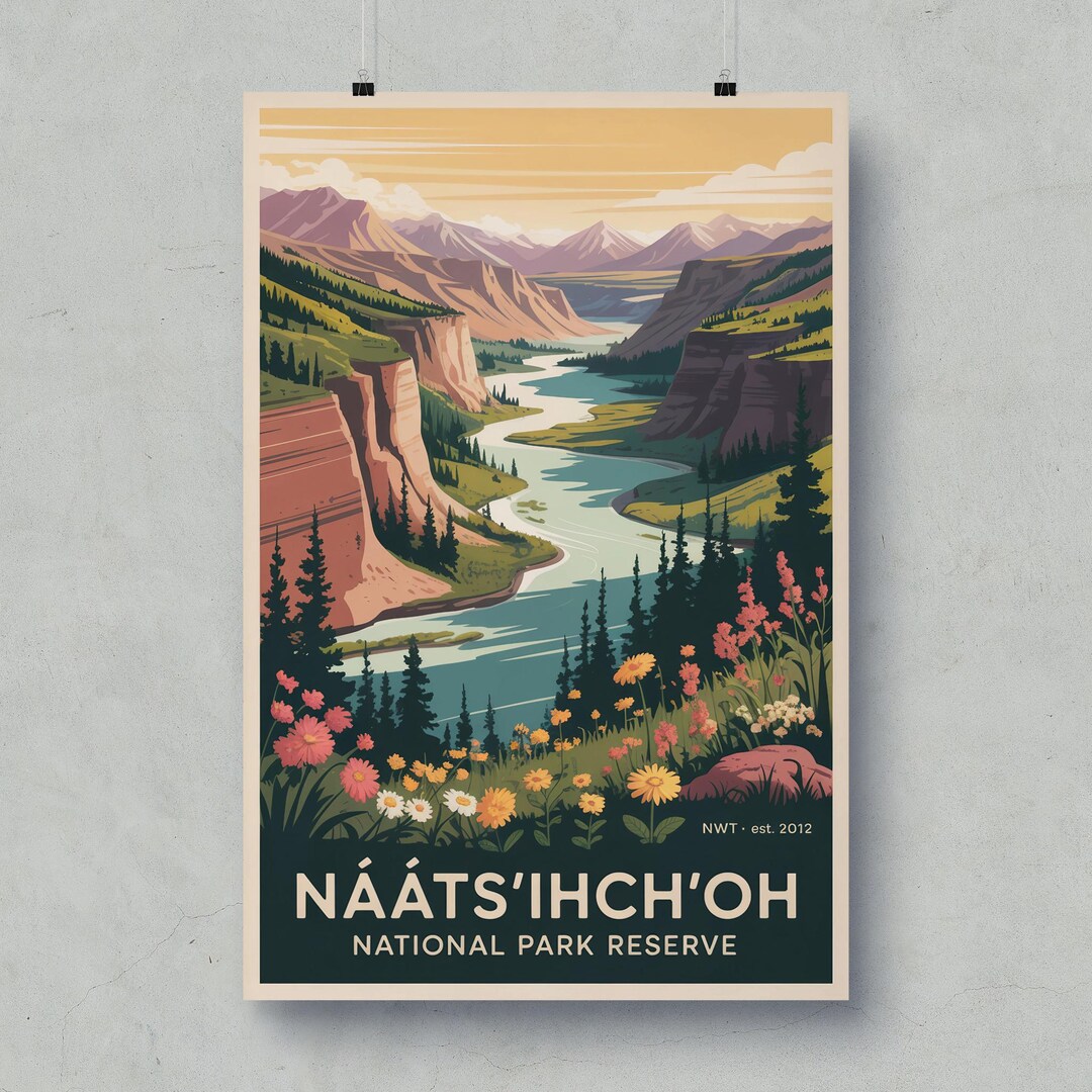Nááts'ihch'oh National Park Reserve Poster, Canadian Rockies Landscape ...