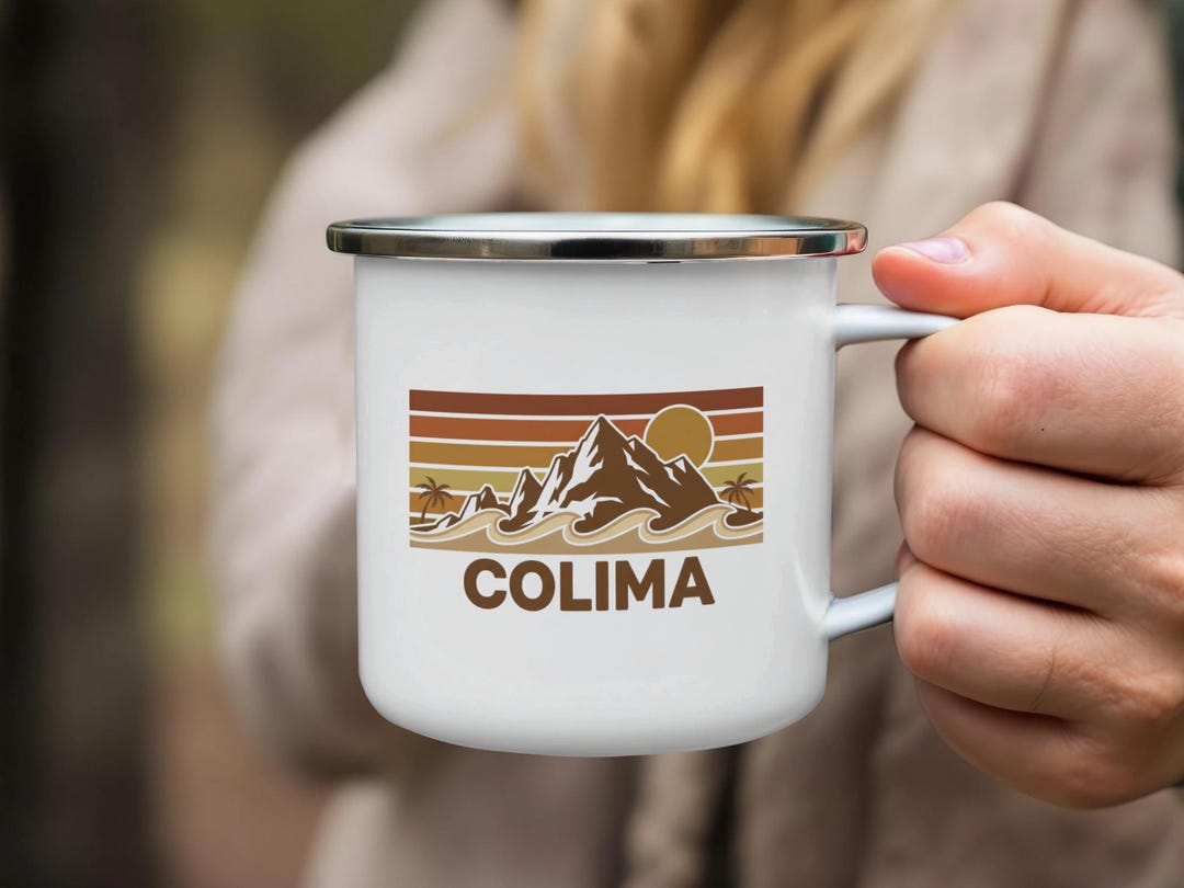 Colima Mexico Enamel Camping Mug, Sunset Palms Design - Etsy
