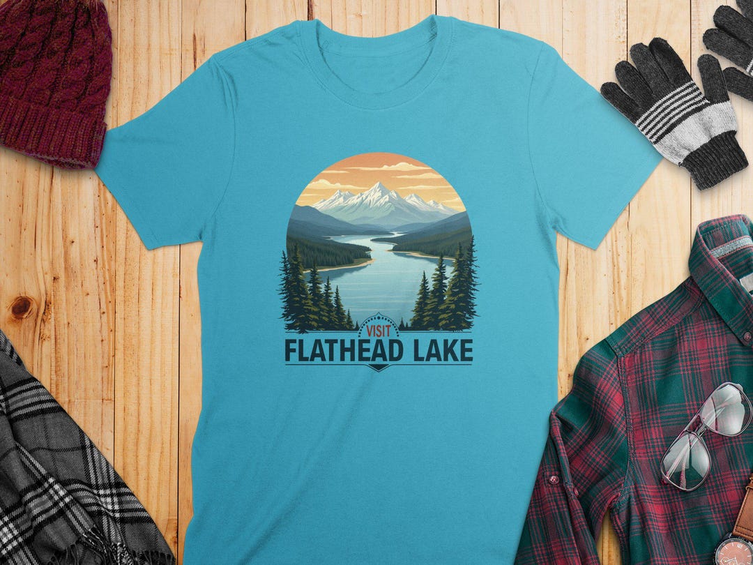 Visit Flathead Lake Graphic Tee, Montanas Flathead Lake Souvenir T ...