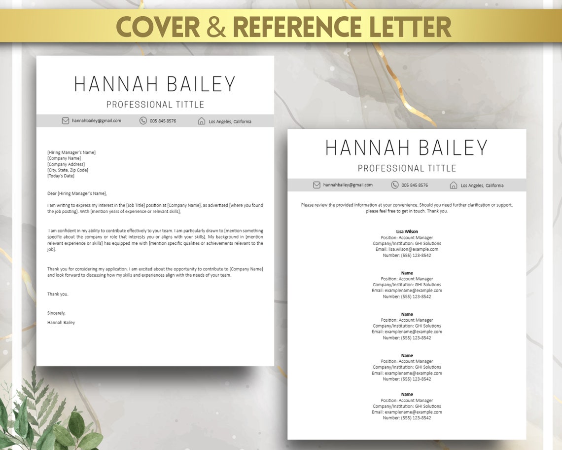 ATS Friendly Resume Template for Microsoft Word Cover Letter References ...