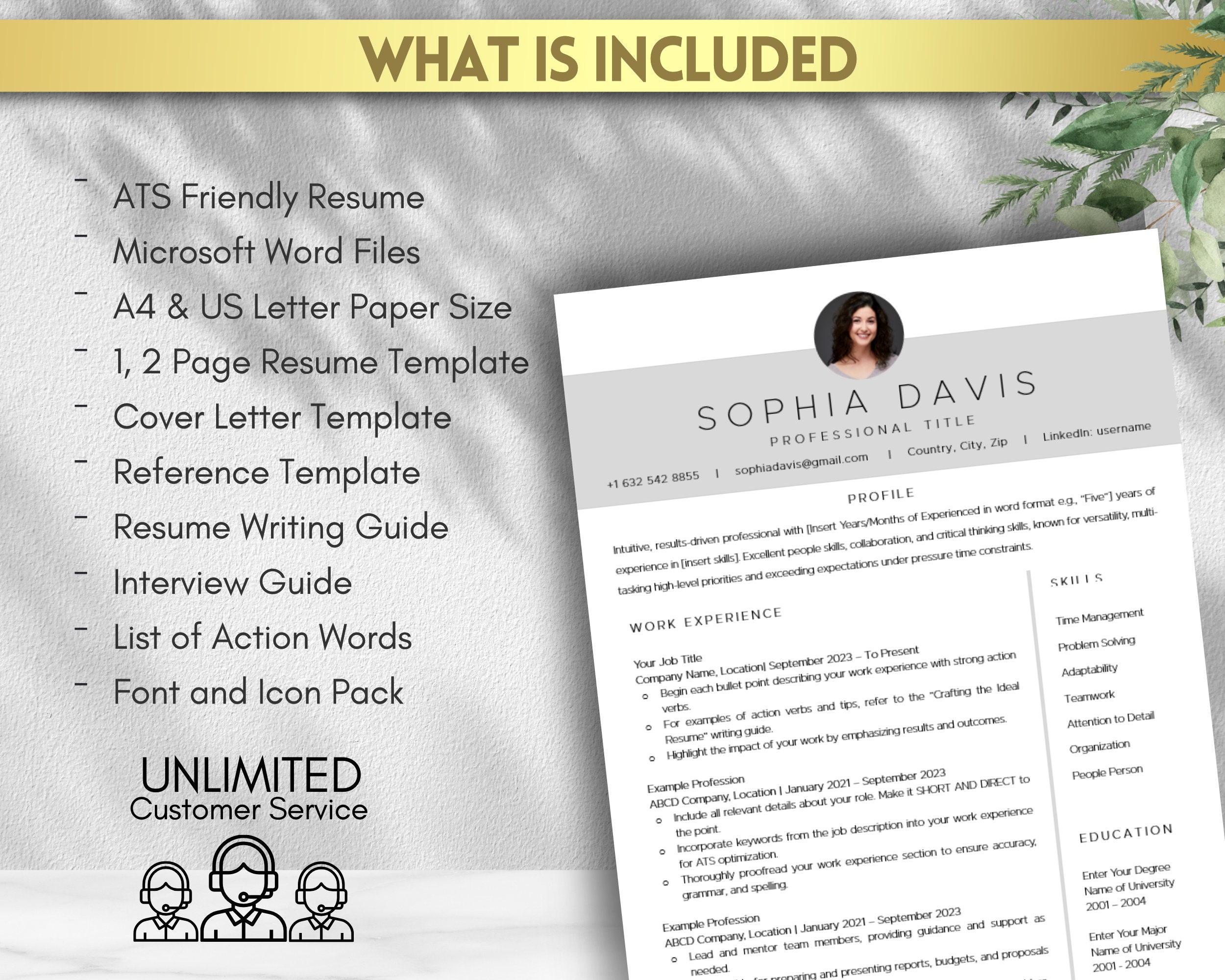 Clean Resume Template for Microsoft Word CV Template Cover Letter ...