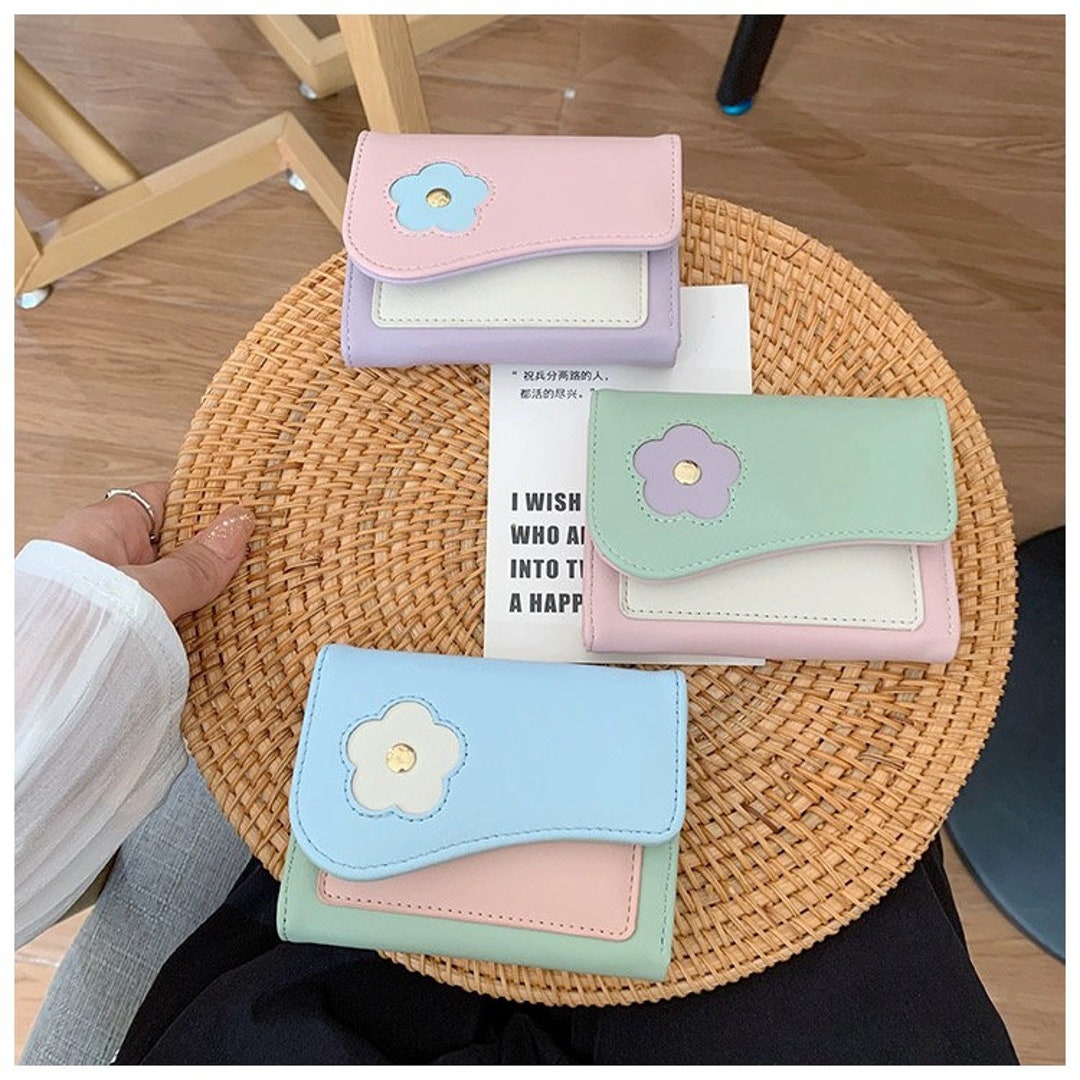 Cute Color-blocked Flower-decorated Girls' Short Wallet Exquisite Large ...
