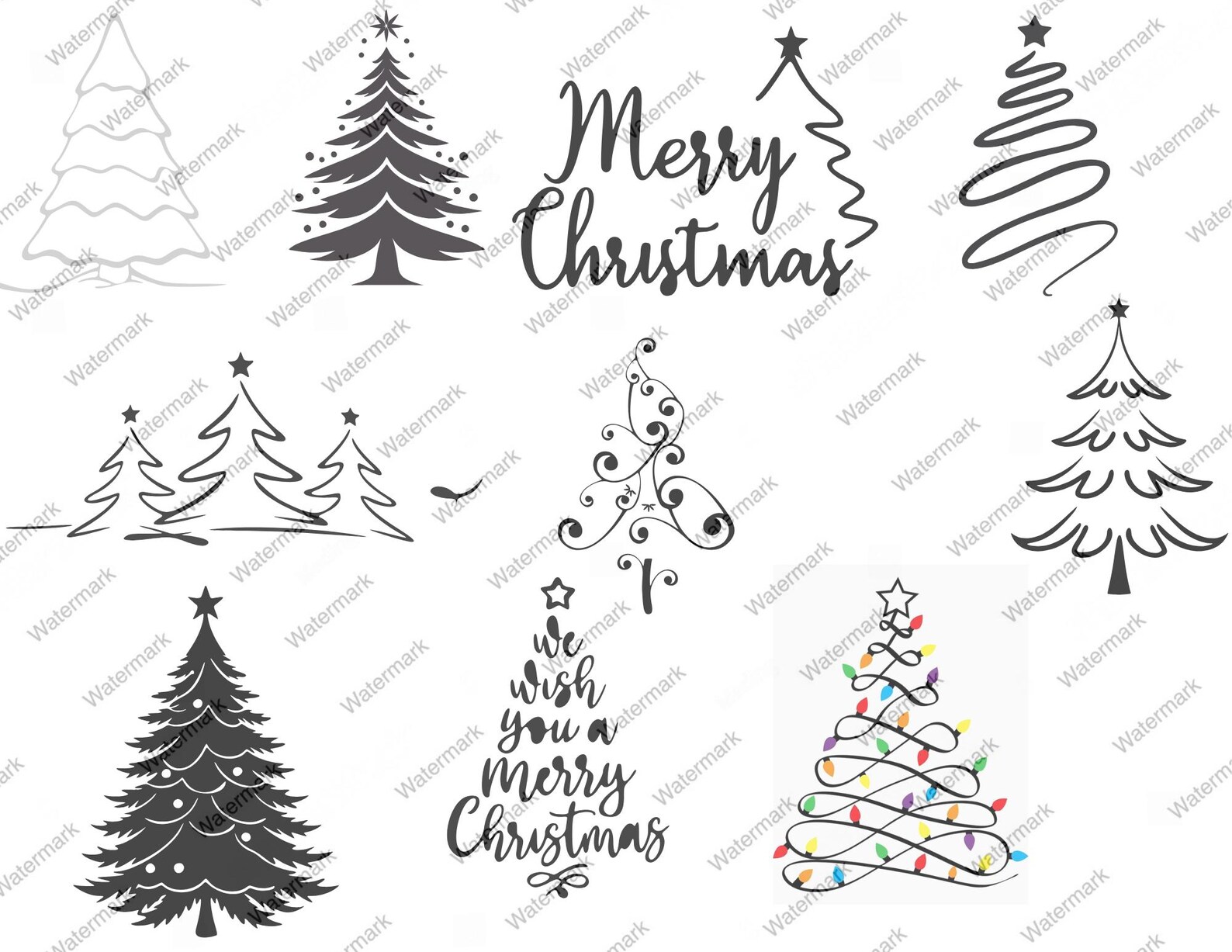 10 Christmas Tree Clip Art Bundle : Cute and High-quality JPG/PNG/SVG ...