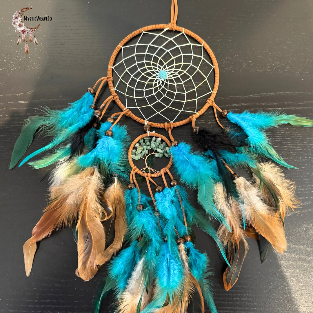 Native American Dream Catcher With Tree of Life & Colorful Feathers ...