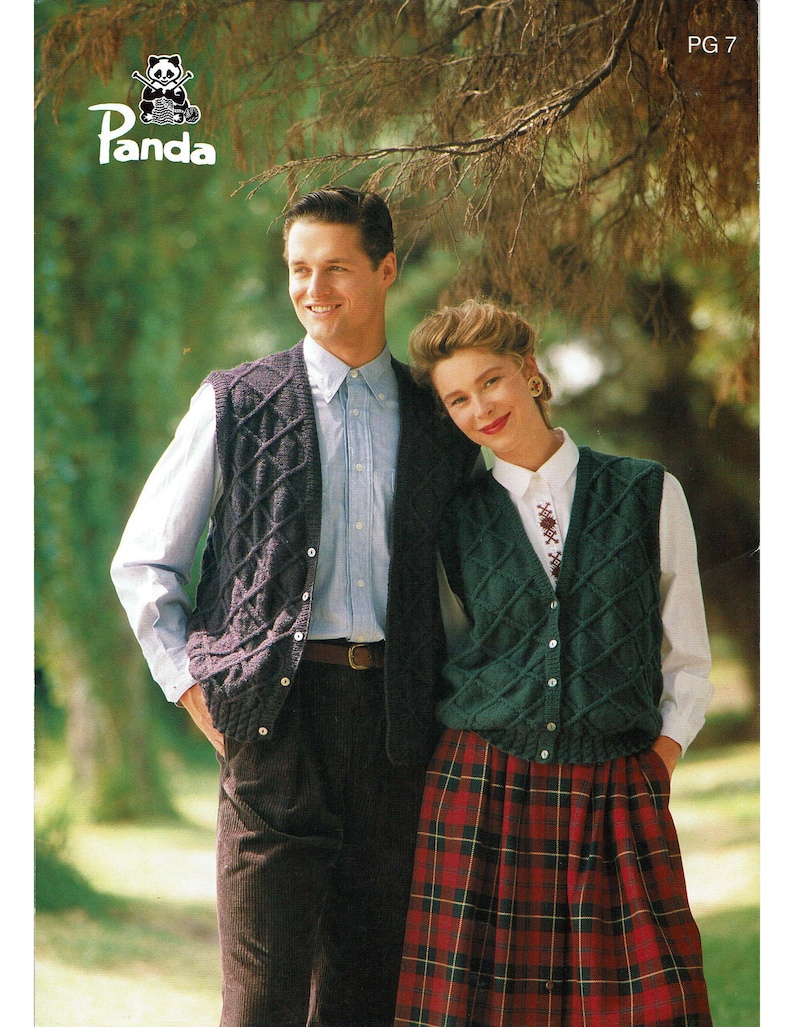 Vintage Panda '80s Pattern Book PG7. Women's and Men's Knitted Vests X ...