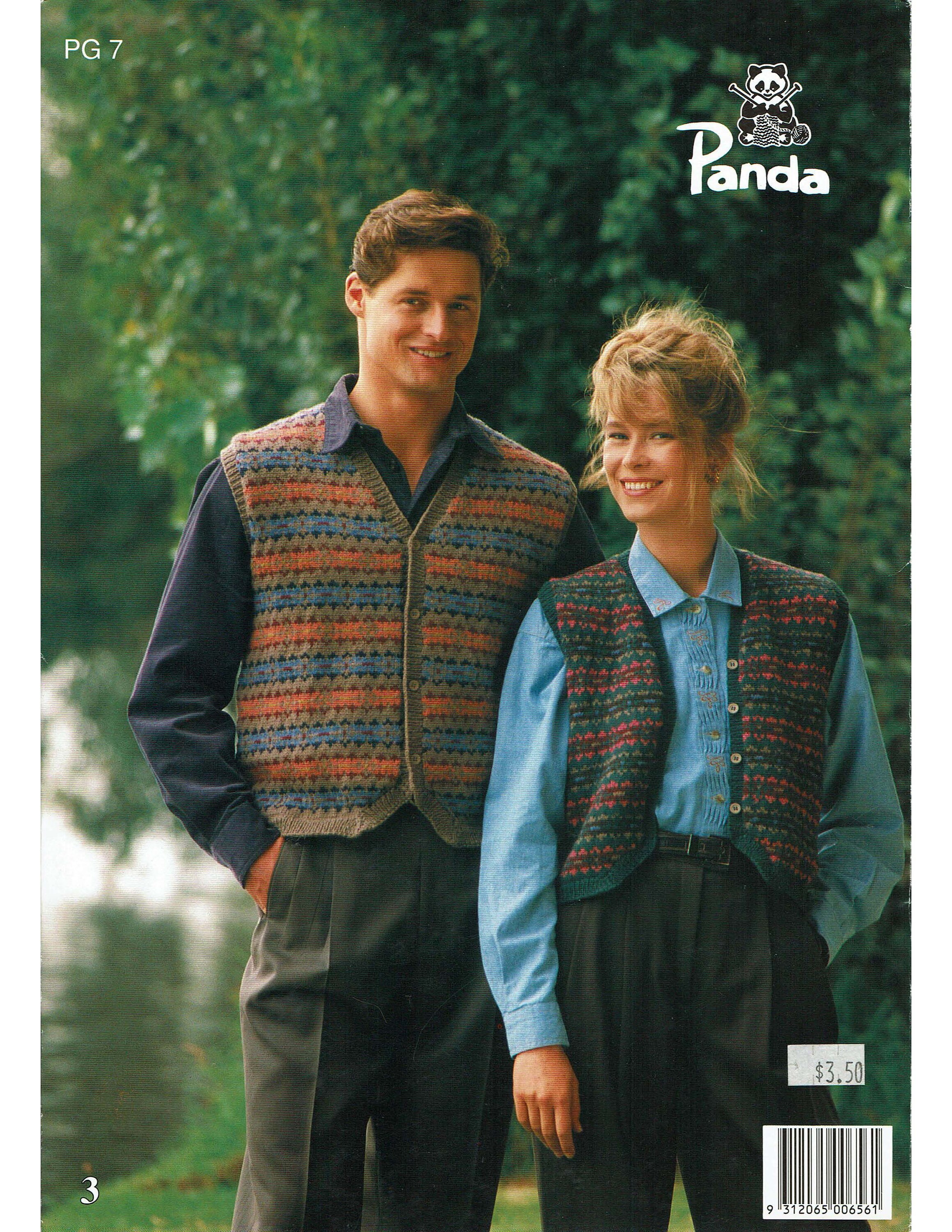 Vintage Panda '80s Pattern Book PG7. Women's and Men's Knitted Vests X ...