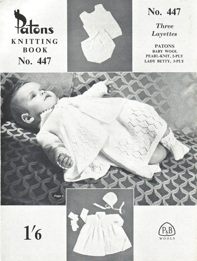 Patons BABY "three Layettes" Pattern Book 447 Knitting - in PDF Format ...