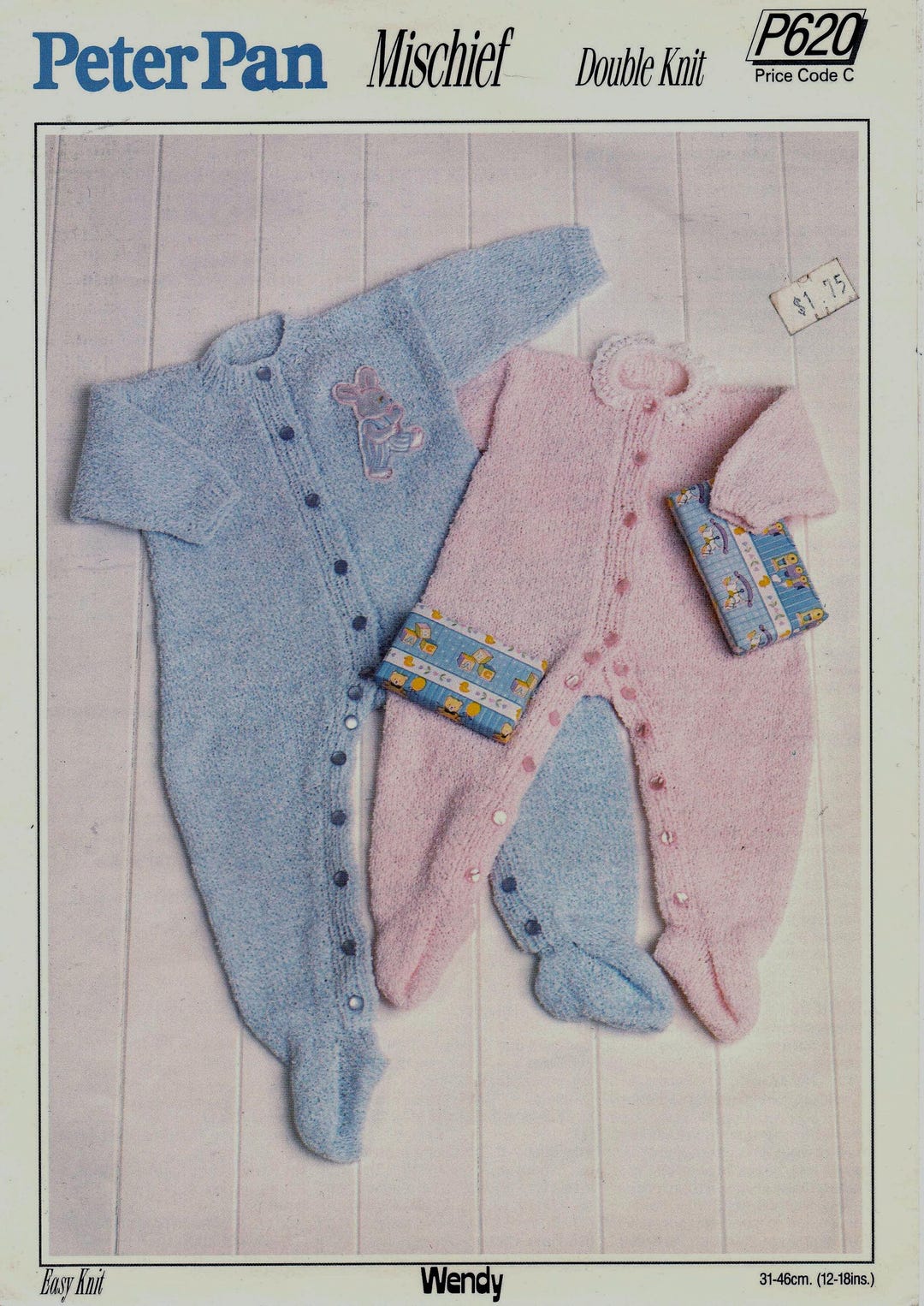 Vintage Peter Pan Double Knit Mischief Baby All-in-one Onesie Pattern ...