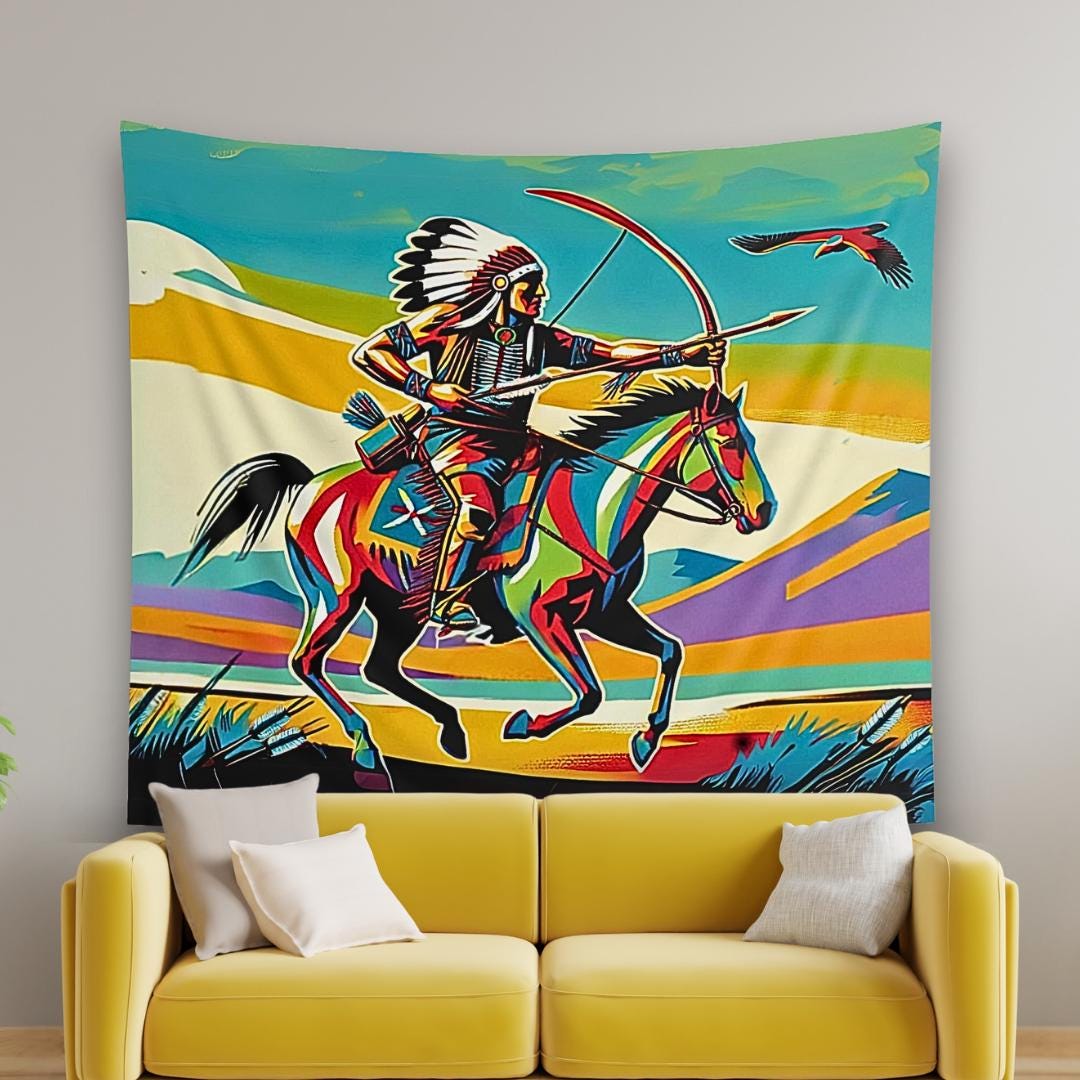 Native American Horse Indoor Wall Tapestries, Wild West Mystic Tapestry ...