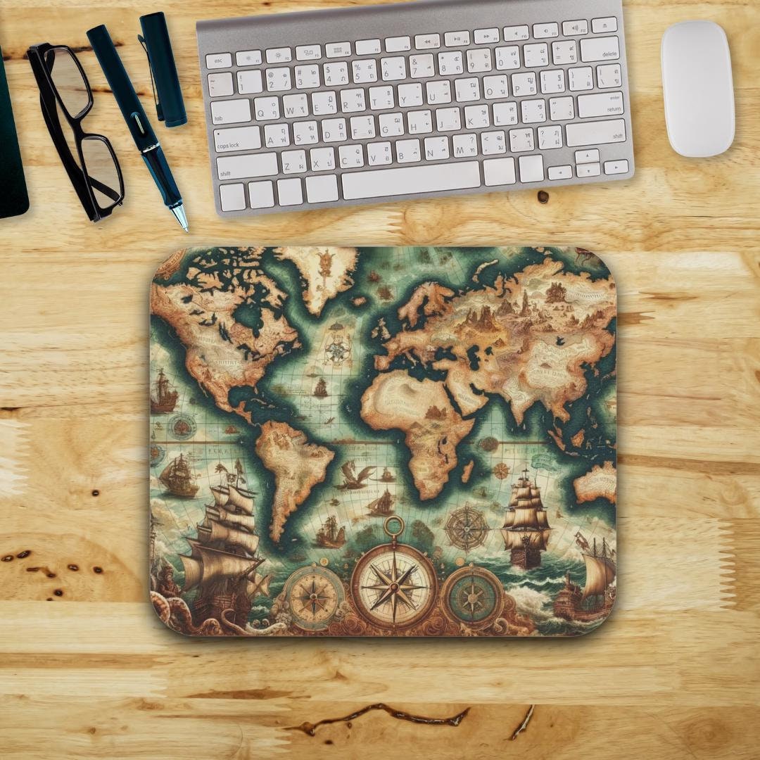 Vintage Old World Map Mouse Pad,nautical Theme,gift Sailor,office Desk ...