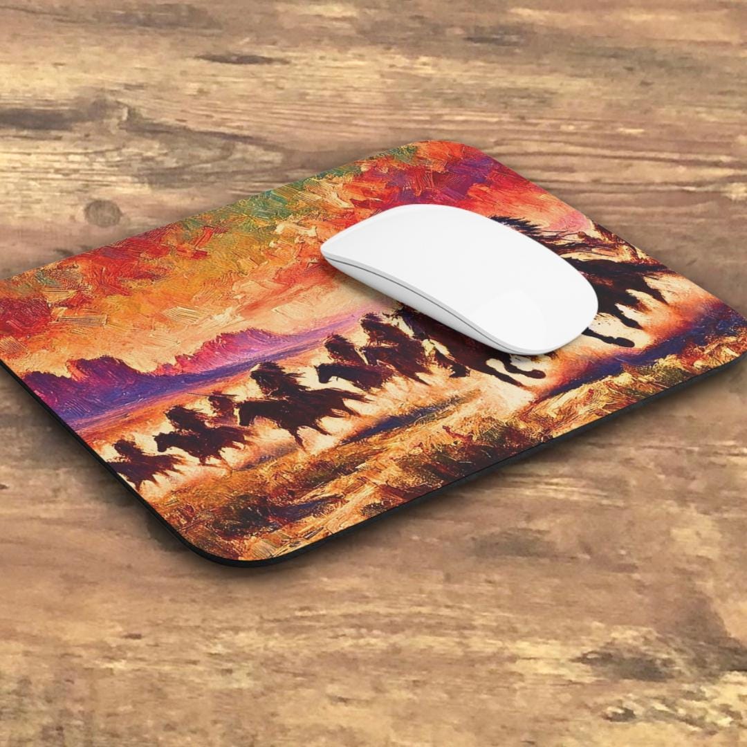 Wild West Mouse Pad, Native American Rectangle Desk Mat ,horse Riding ...