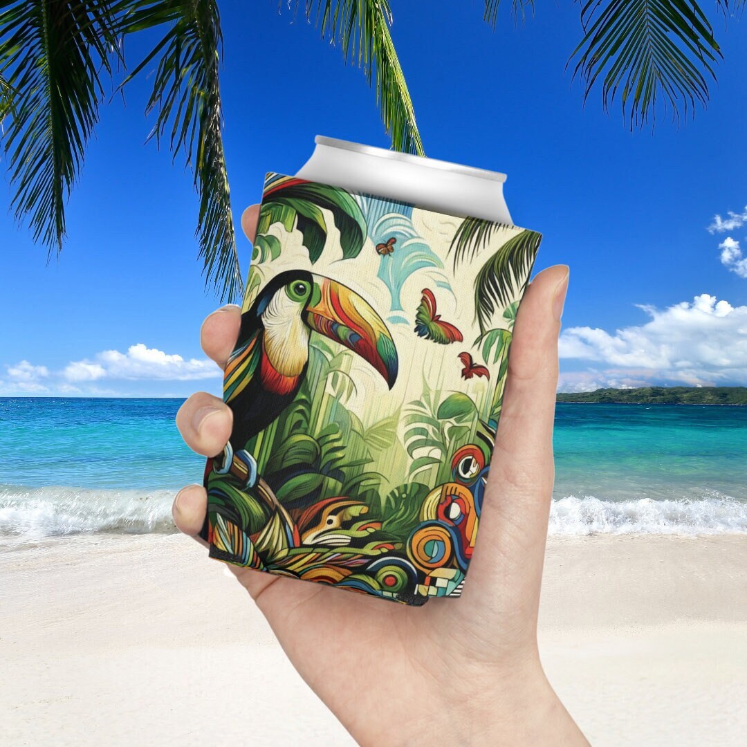 Tropical Rainforest Exotic Birds Can Cooler,animals Art Jungle,colorful ...
