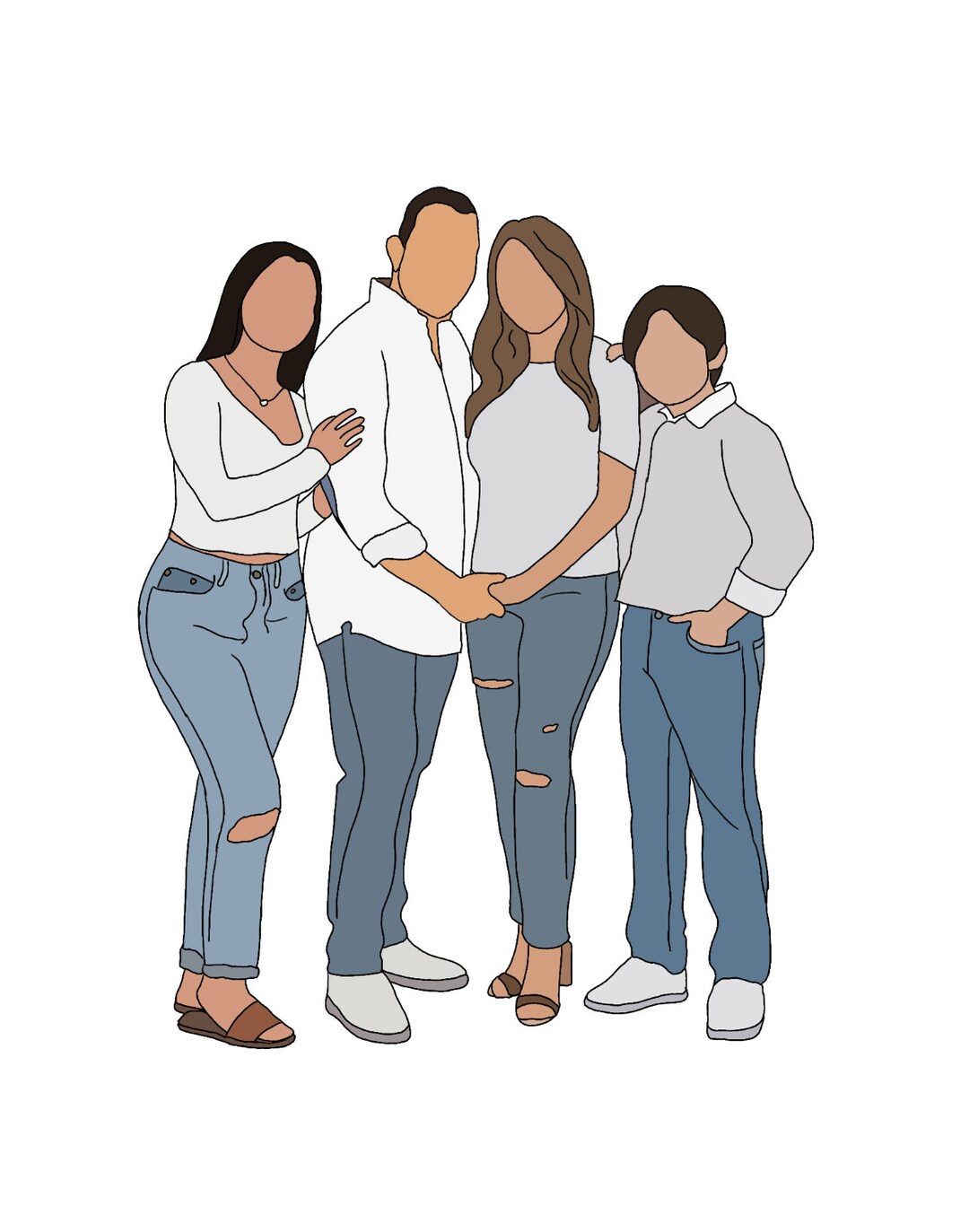 Custom Digital Color Family Portrait - Etsy